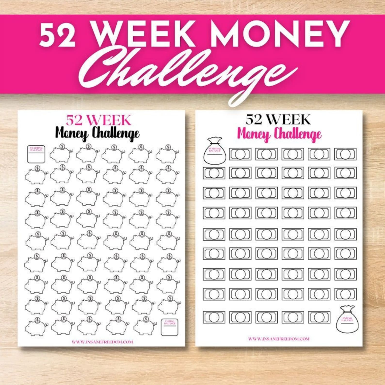 52 Week Savings Challenge Printable | 52 Week Money Saving Challenge ...