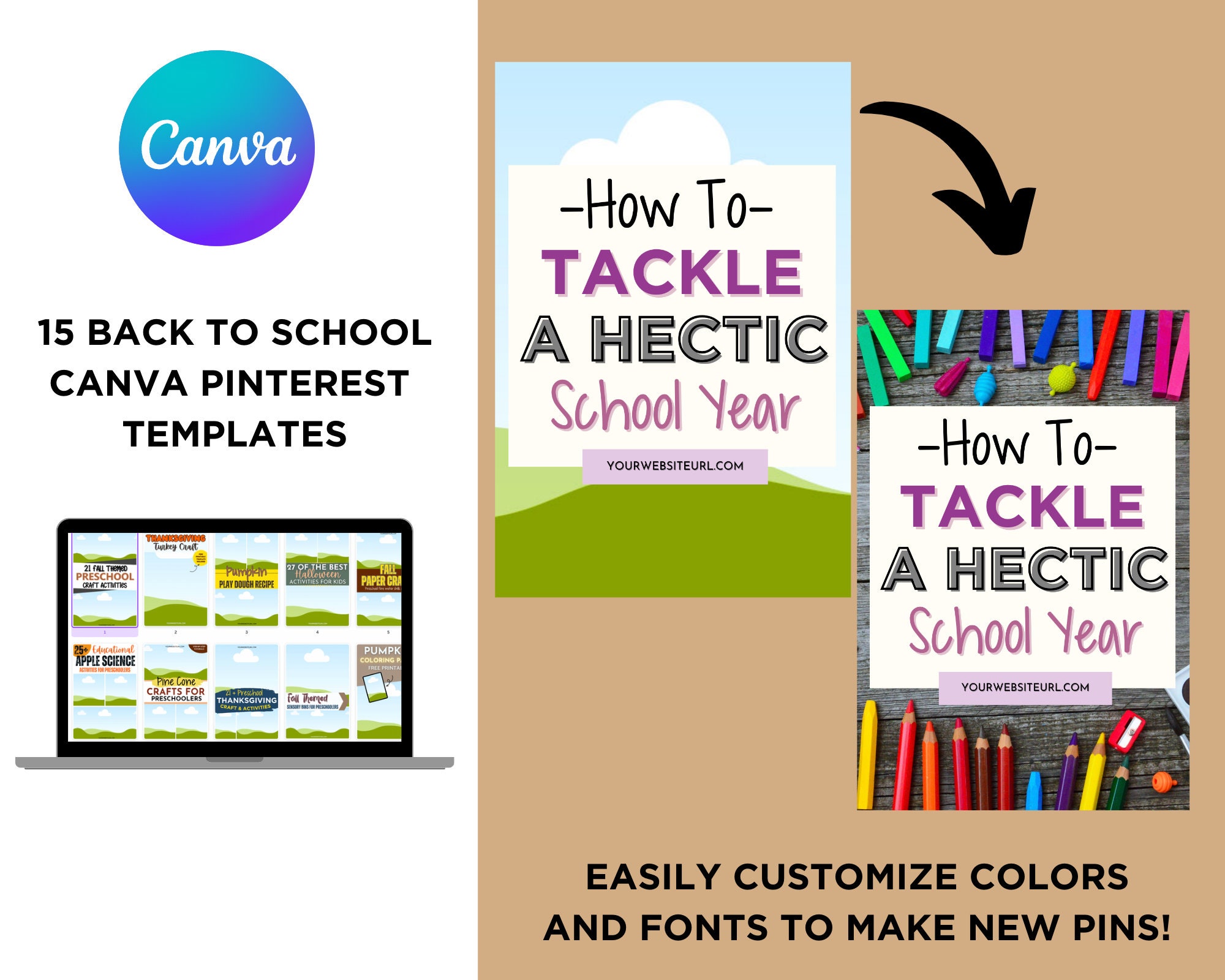 Back to School Pinterest Templates, Pin Templates, Pinterest Marketing ...