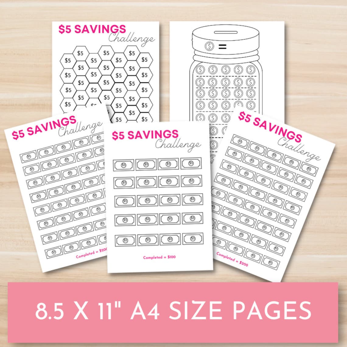 5 Dollar Savings Challenge Printable | 5 Dollar Challenge | 500 Savings ...