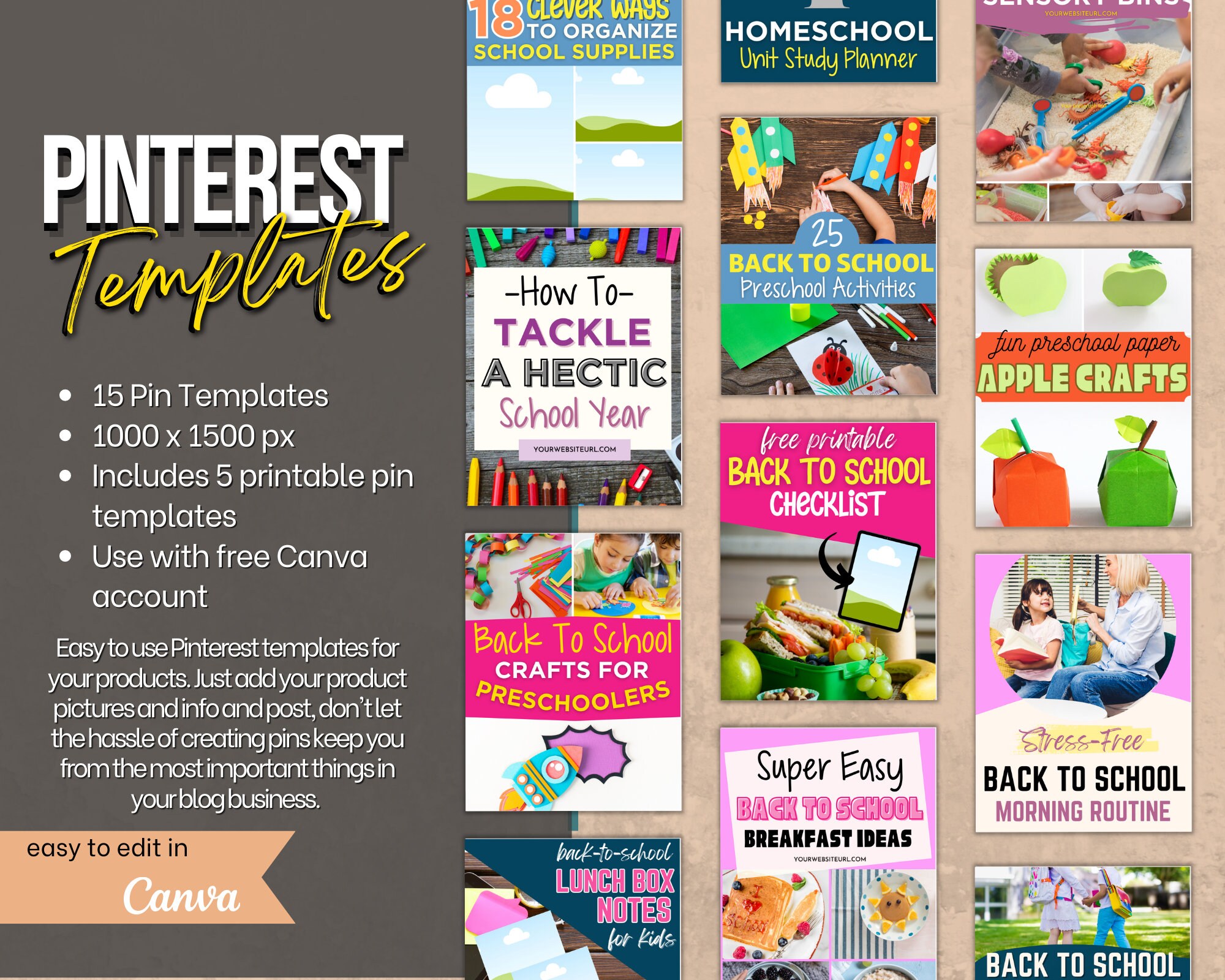 Back to School Pinterest Templates, Pin Templates, Pinterest Marketing ...