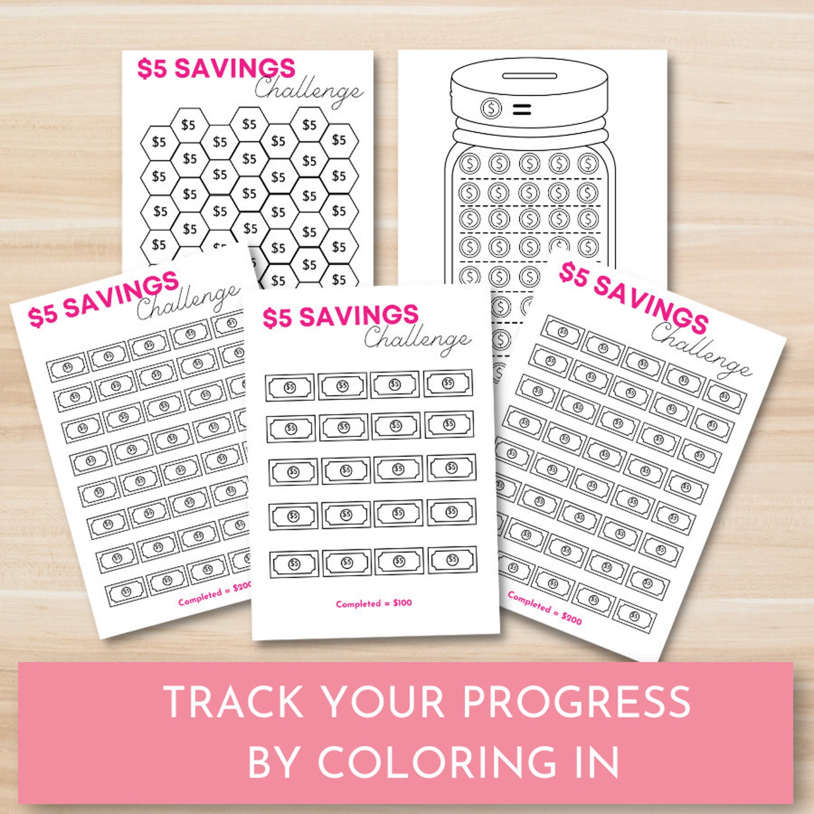 5 Dollar Savings Challenge Printable | 5 Dollar Challenge | 500 Savings ...