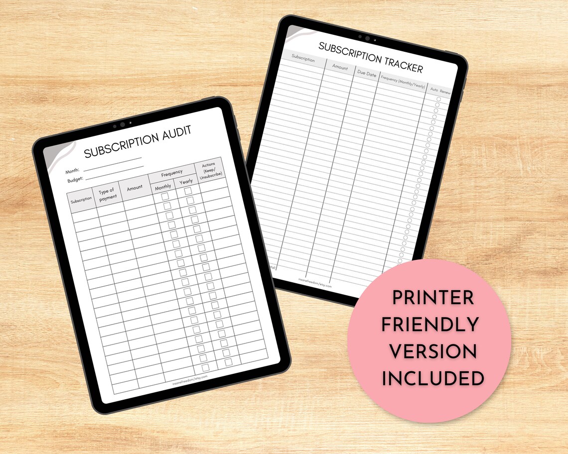 Subscription Tracker Printable | Fillable Subscription Tracker ...
