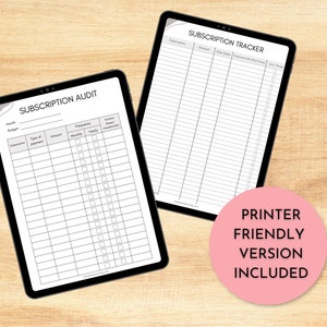 Subscription Tracker Printable | Fillable Subscription Tracker ...