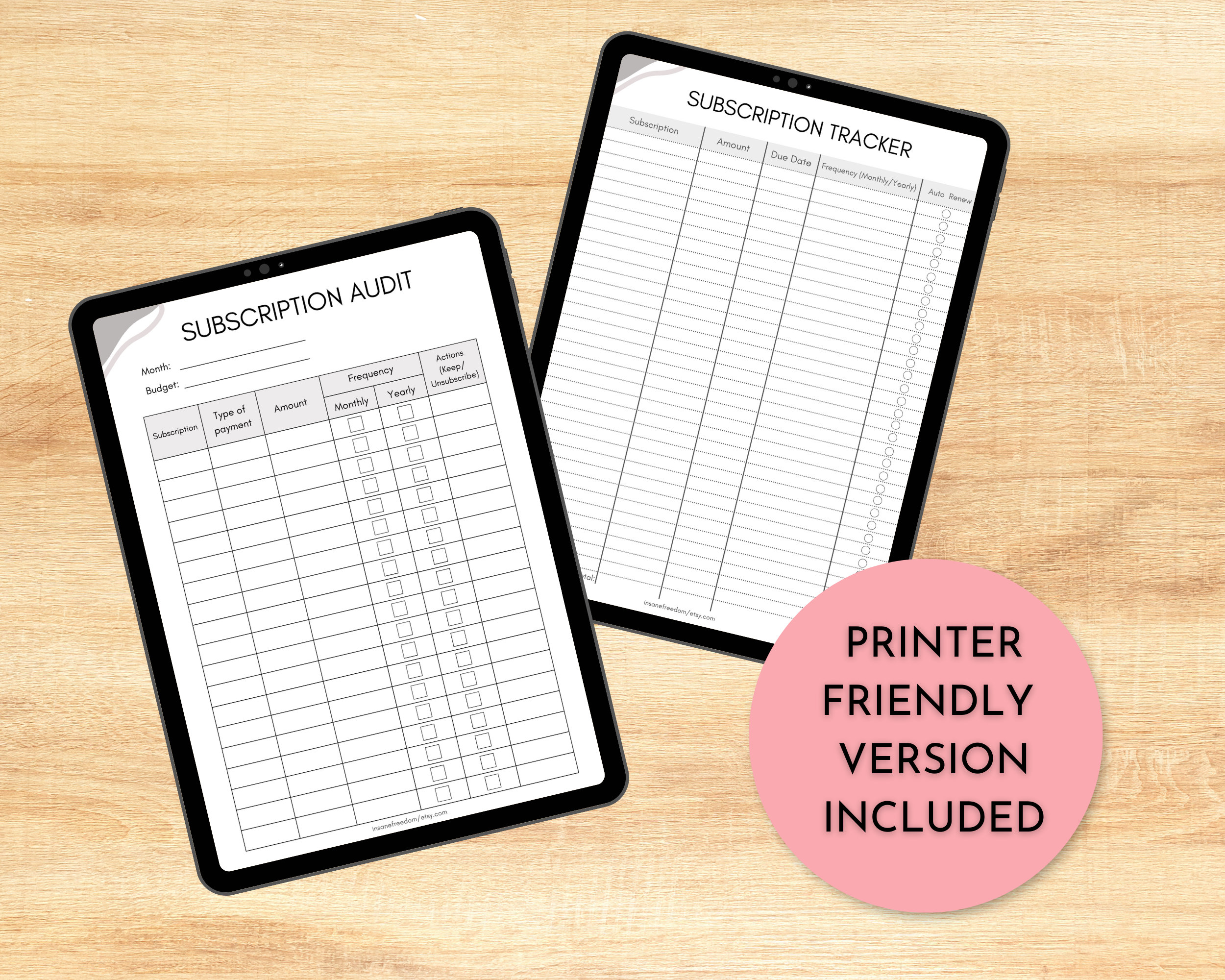 Subscription Tracker Printable | Fillable Subscription Tracker ...