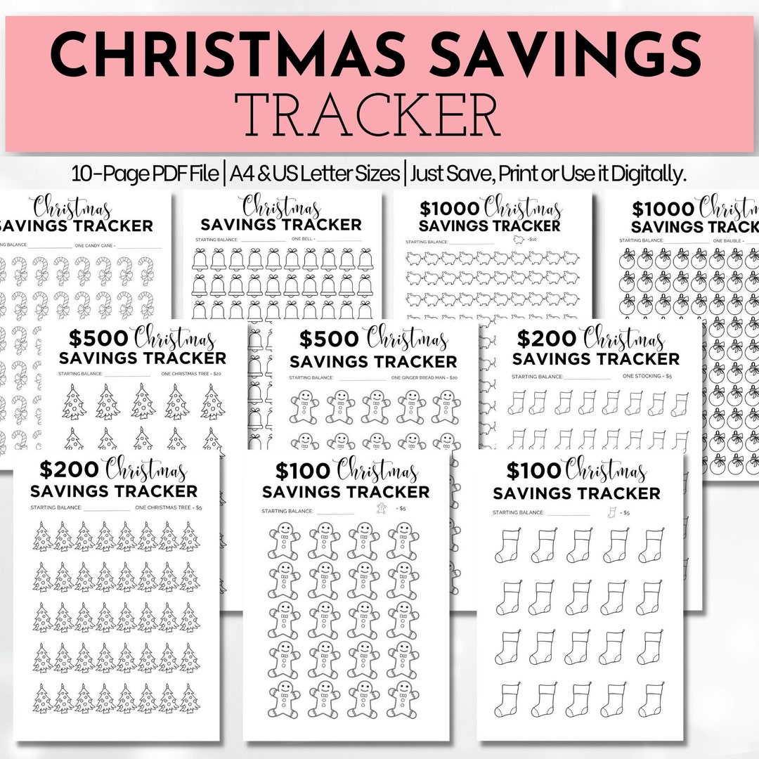 Christmas Savings Tracker Christmas Savings Challenge | 1k Savings ...