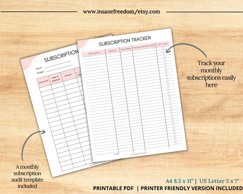 Subscription Tracker Printable | Fillable Subscription Tracker ...