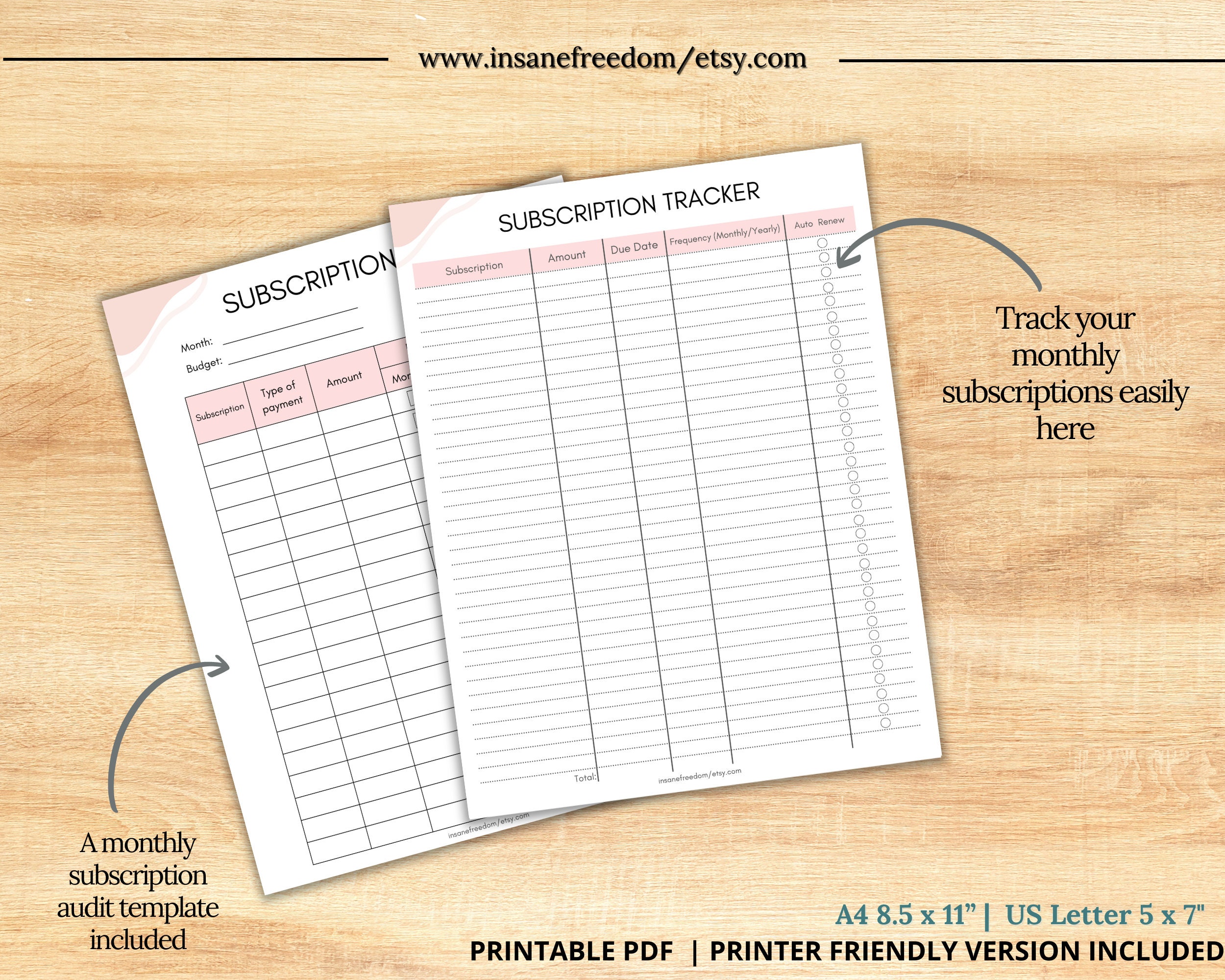 Subscription Tracker Printable | Fillable Subscription Tracker ...