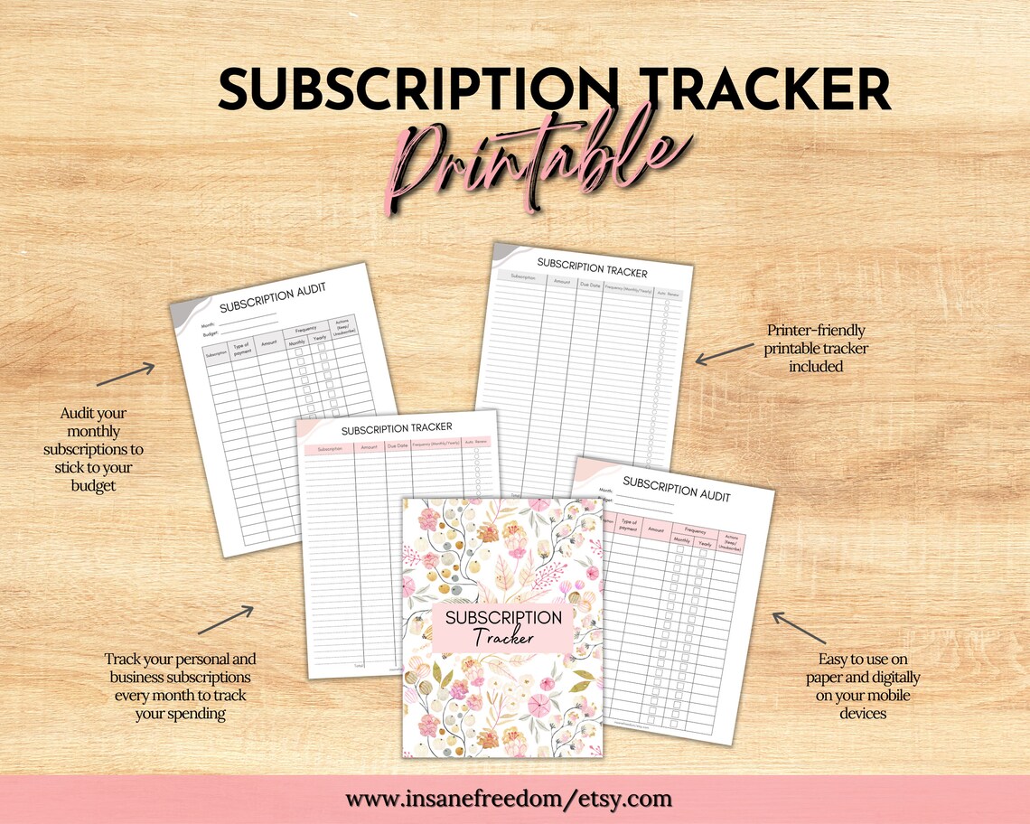 Subscription Tracker Printable | Fillable Subscription Tracker ...