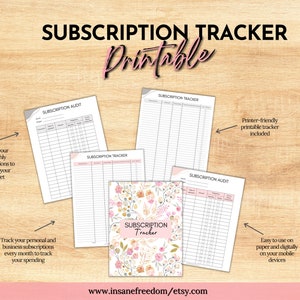 Subscription Tracker Printable | Fillable Subscription Tracker ...