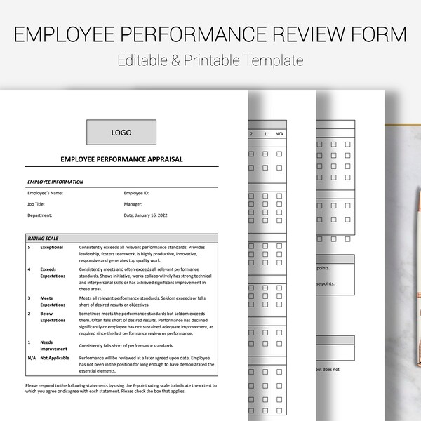 Employee Performance Review Form Template - Etsy