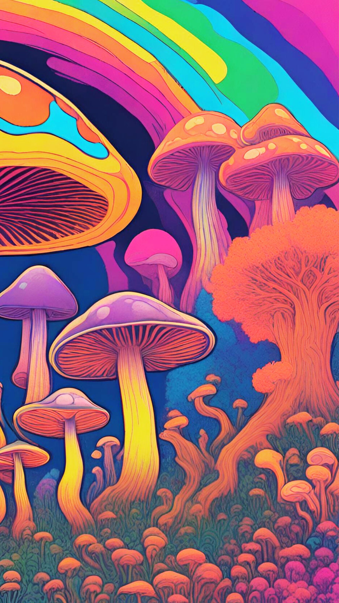 Psychedelic Bright Mushroom Phone Wallpaper - Etsy