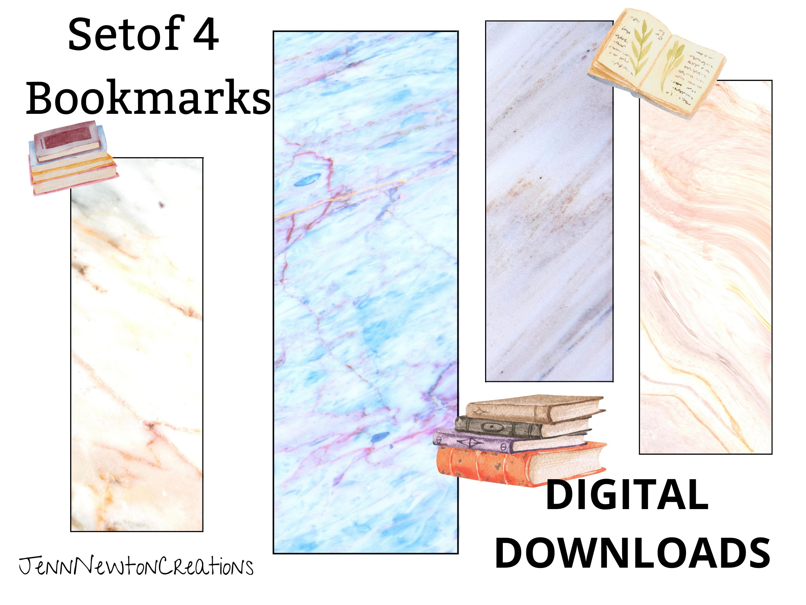 Marble Texture Print Bookmark Printable for Women. DIGITAL DOWNLOAD Can ...