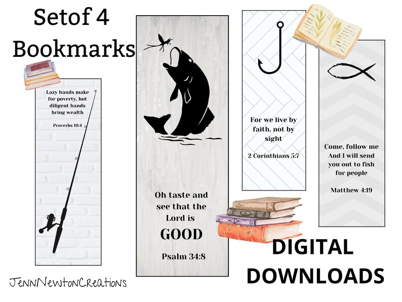 Fishing Printable Bookmarks With Scriptures for Men. DIGITAL DOWNLOAD ...