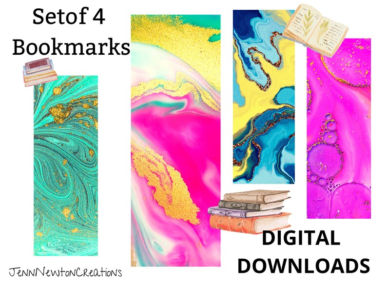 Liquid Glitter Bookmark Printable Gift, Birthday, Graduation, Girl, Mom ...