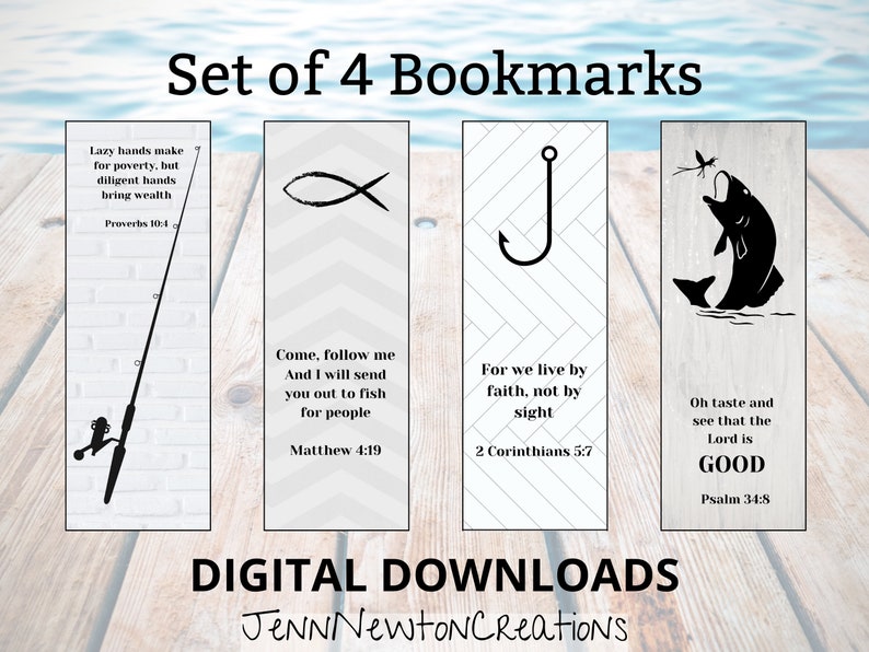 Fishing Printable Bookmarks With Scriptures for Men. DIGITAL DOWNLOAD ...