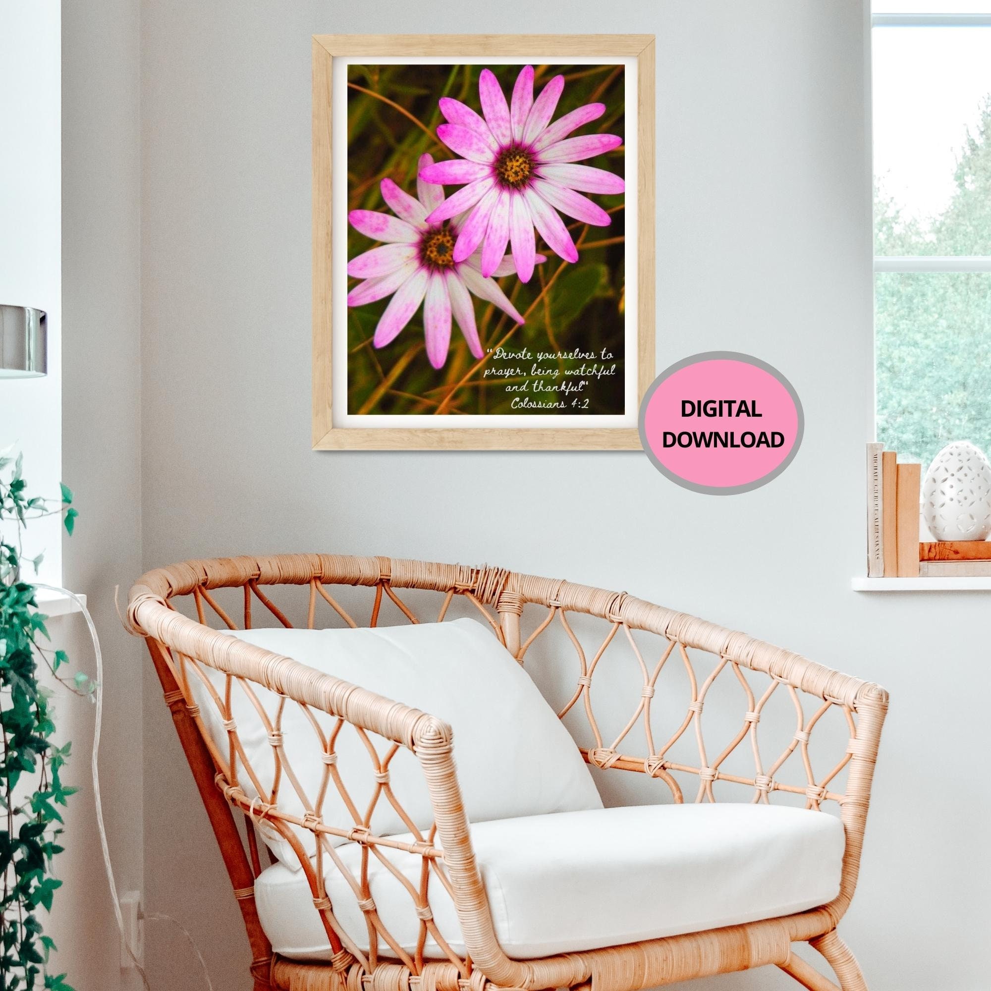 Colossians 4:2. Pink Flowers With Scripture Printable Perfect for Girls ...