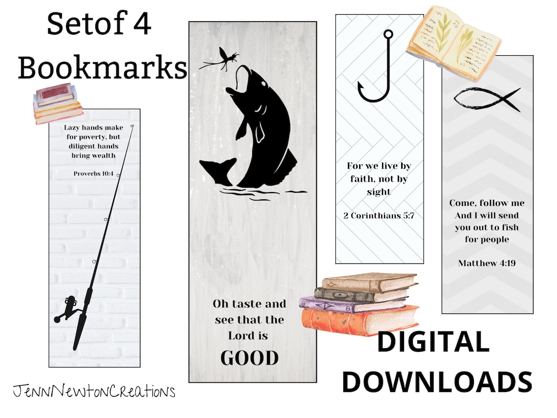 Fishing Printable Bookmarks With Scriptures for Men. DIGITAL | Etsy