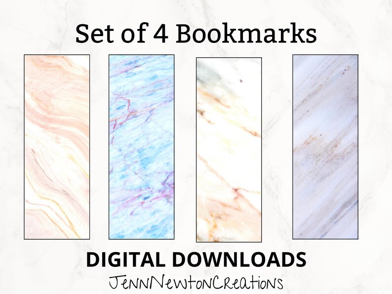 Marble Texture Print Bookmark Printable for Women. DIGITAL DOWNLOAD Can ...
