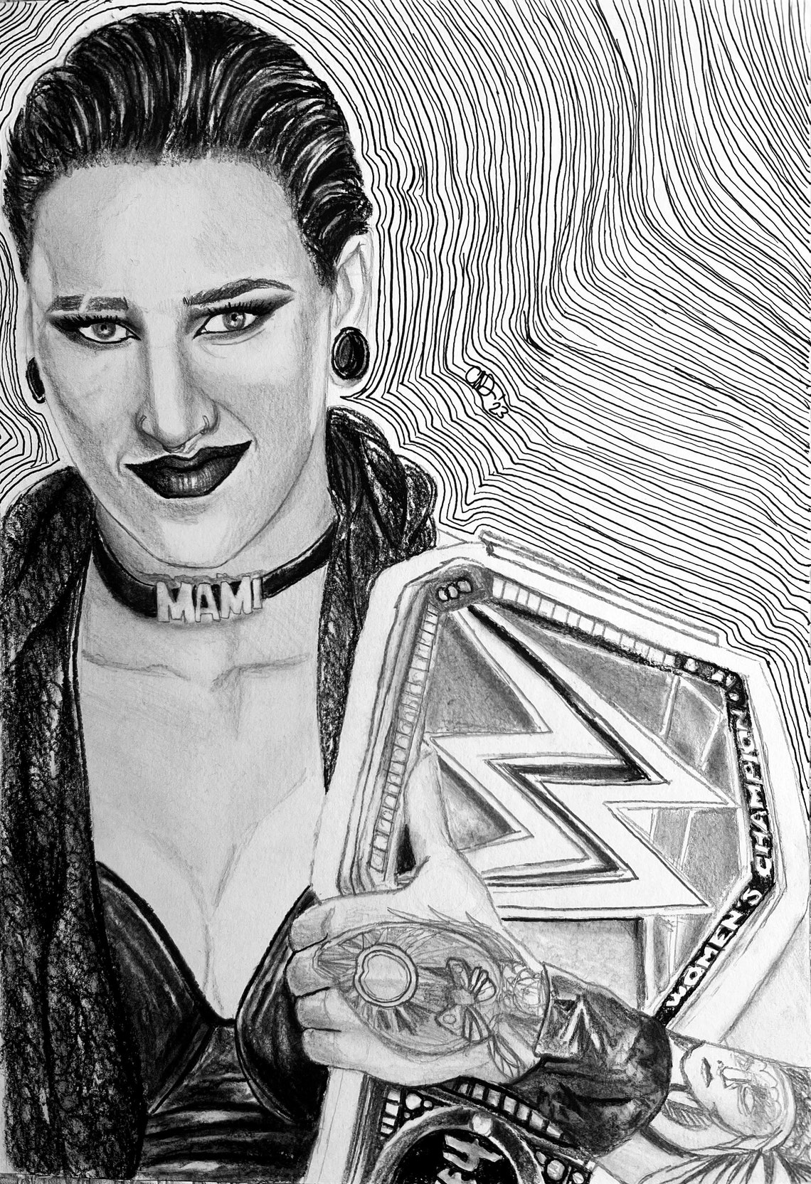 Rhea Ripley, WWE Champion 2023 Drawing - Etsy