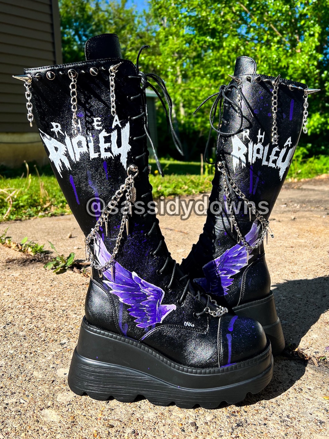Rhea Ripley, WWE, Custom Faux Leather Boots - Etsy