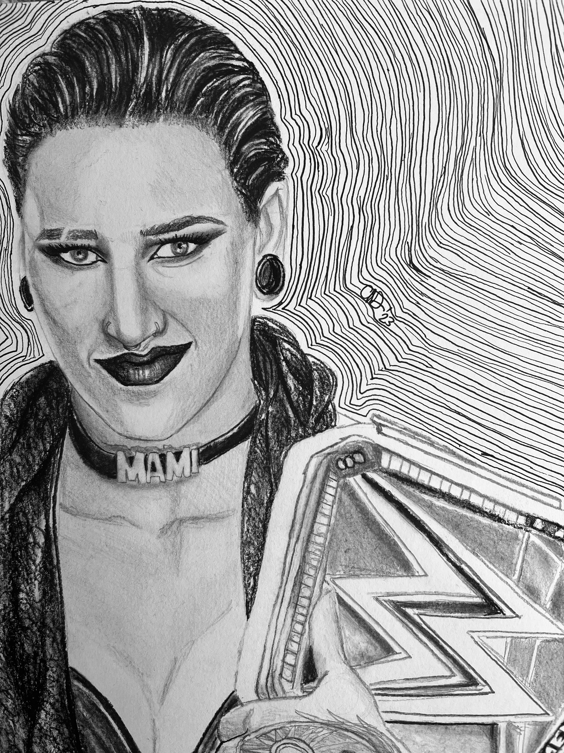 Rhea Ripley, WWE Champion 2023 Drawing - Etsy