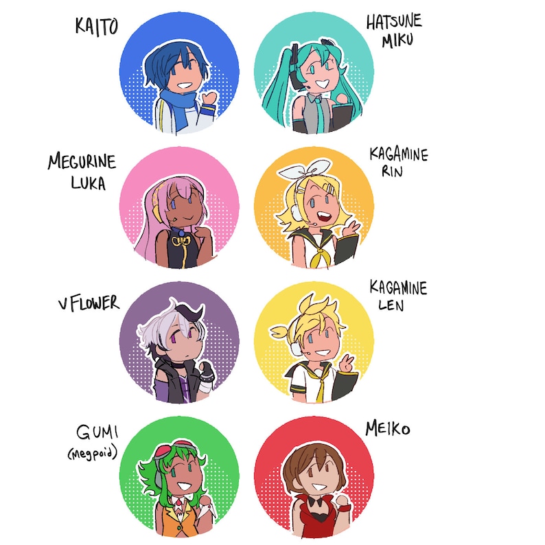 VOCALOID Button Pins KAITO MEIKO Miku Rin Len Vflower - Etsy