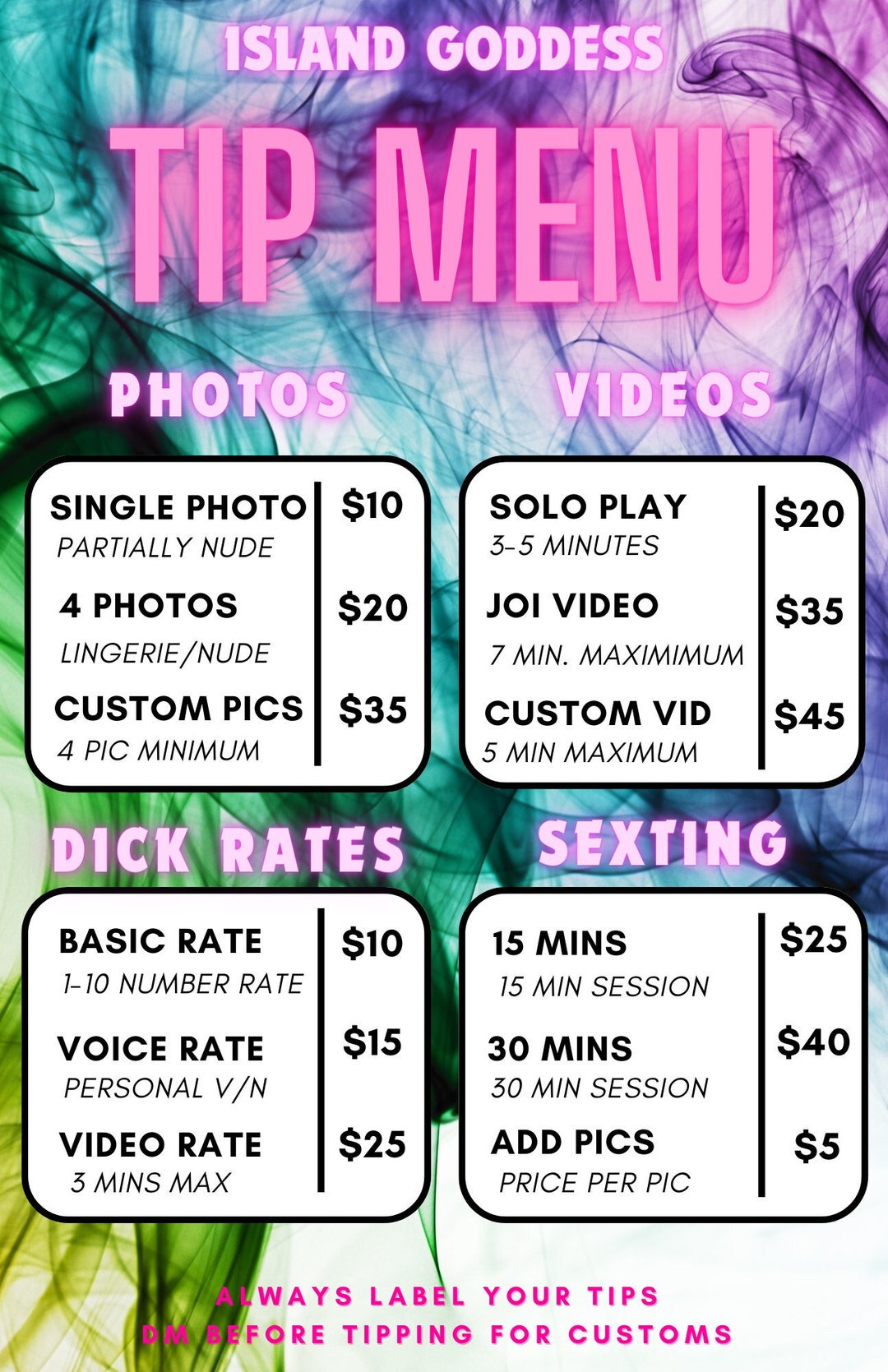 Onlyfans Tip Menu | Tip Menu Template | Canva Template | Onlyfans ...