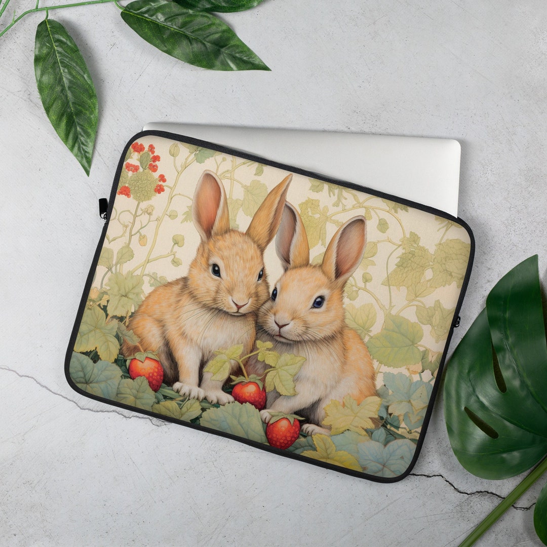 Two Rabbits in Strawberry Fields Laptop Sleeve for MacBook Air ...