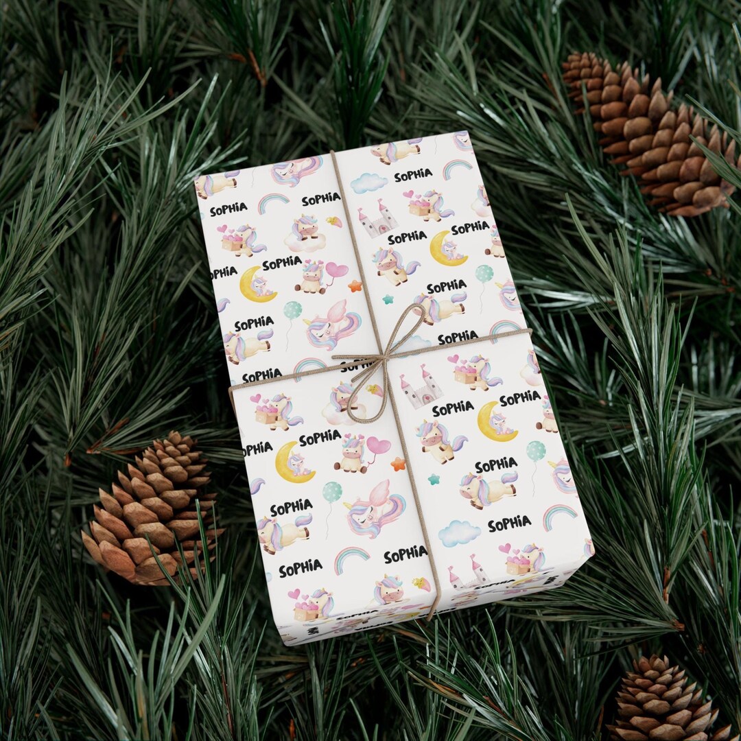 Personalized Unicorn Gift Wrap for Girls, Custom Name Wrapping Paper ...