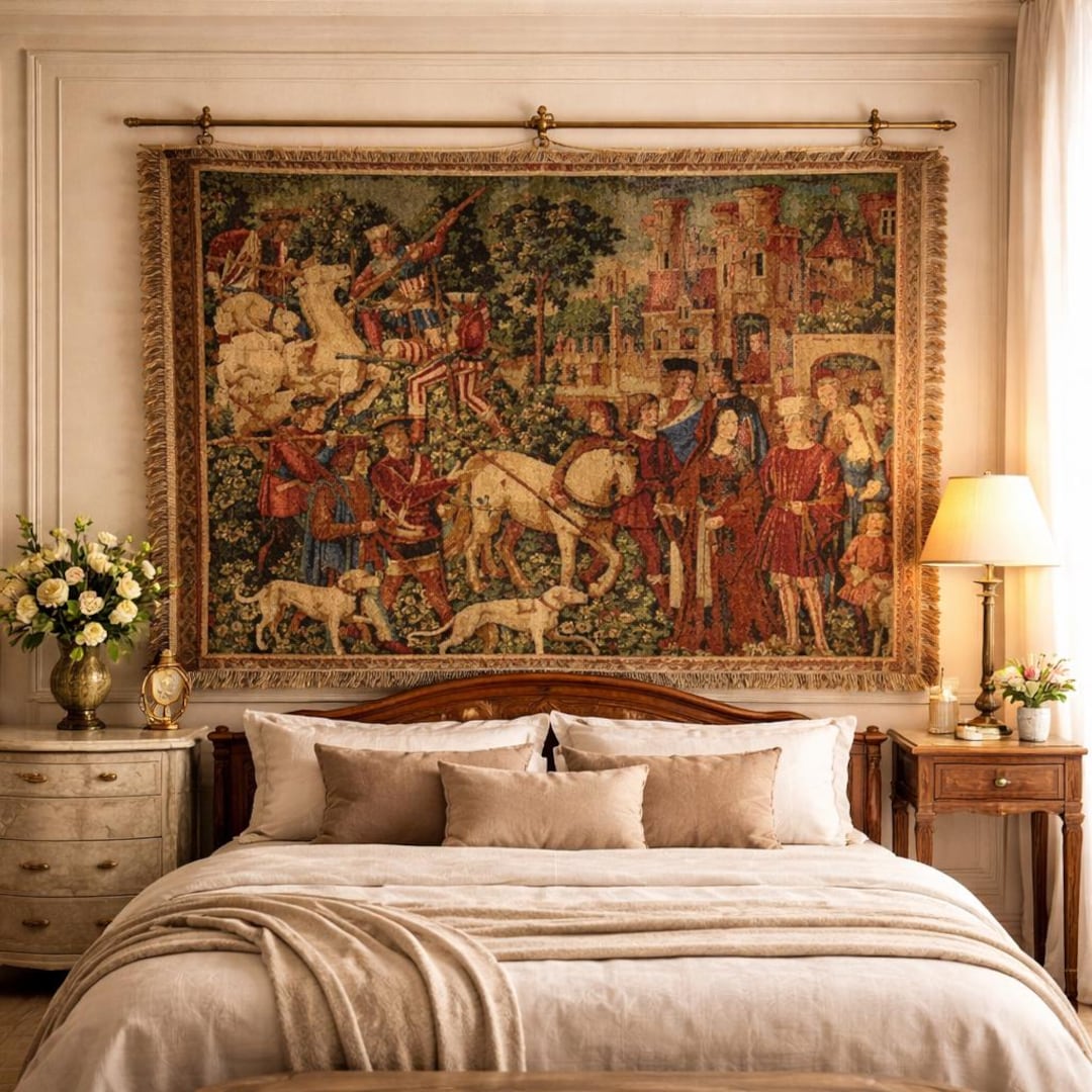 Medieval Hunt Wall Tapestry, Gothic Castle Tapestry, Vintage ...