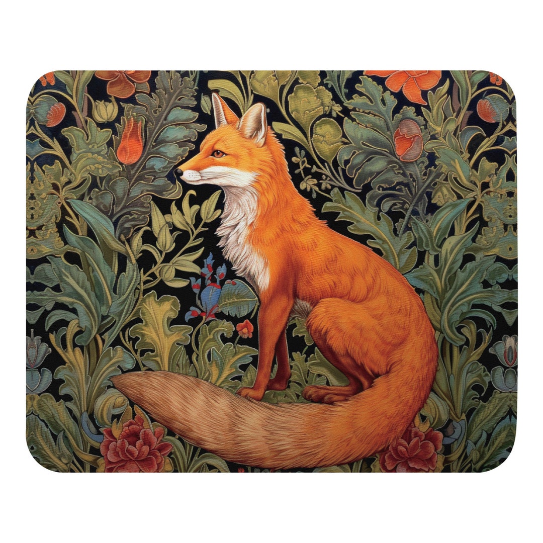 Fox in the Forest Mouse Pad, Cottagecore Mouse Pad, Flowers Mouse Pad ...