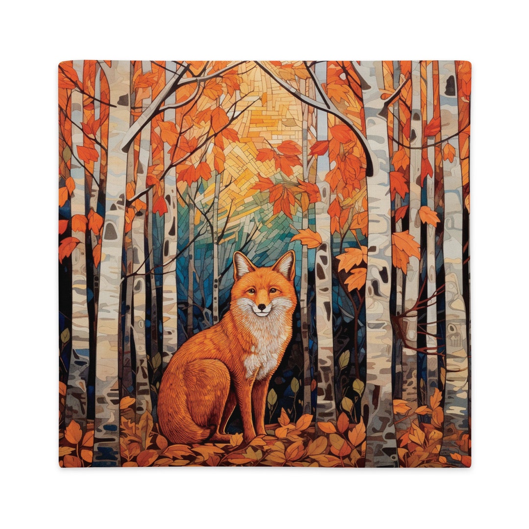 William Morris Inspired Fox in Birch Forest Pillow Cover ONLY ...