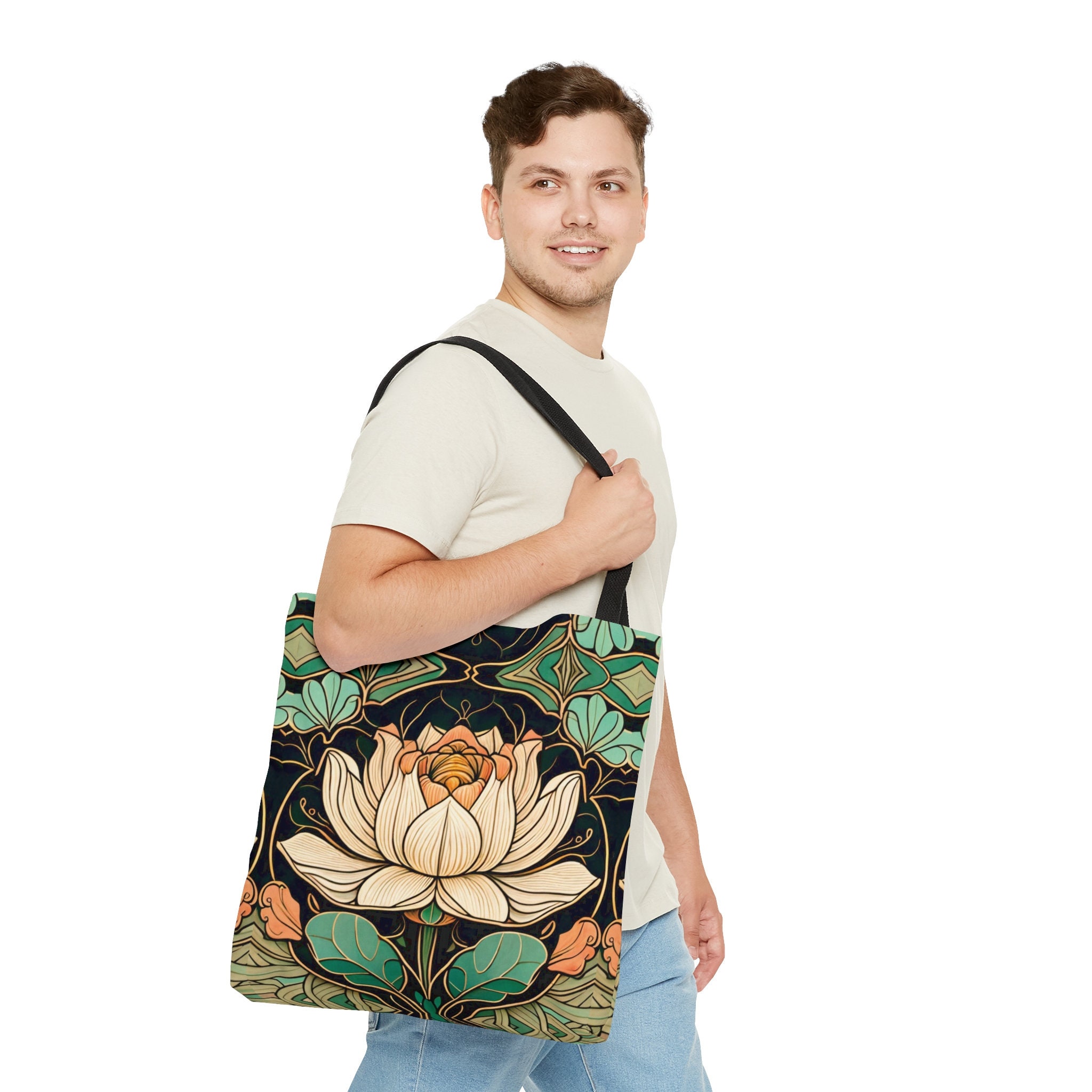 Lotus Tote Bag William Morris Inspired Aesthetic Tote Bag - Etsy