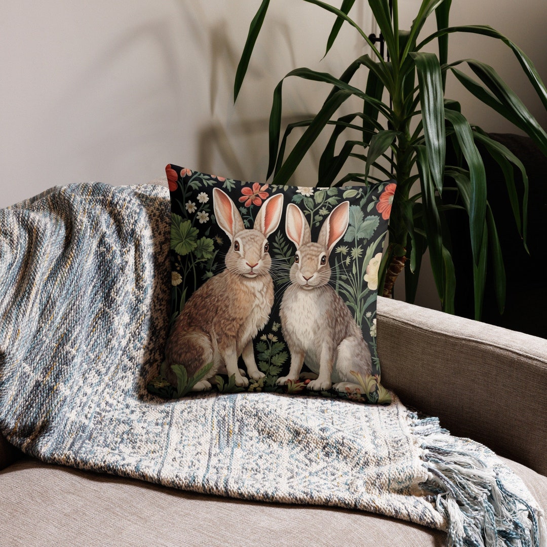 William Morris Inspired Rabbits in the Forest Pillow With Insert ...