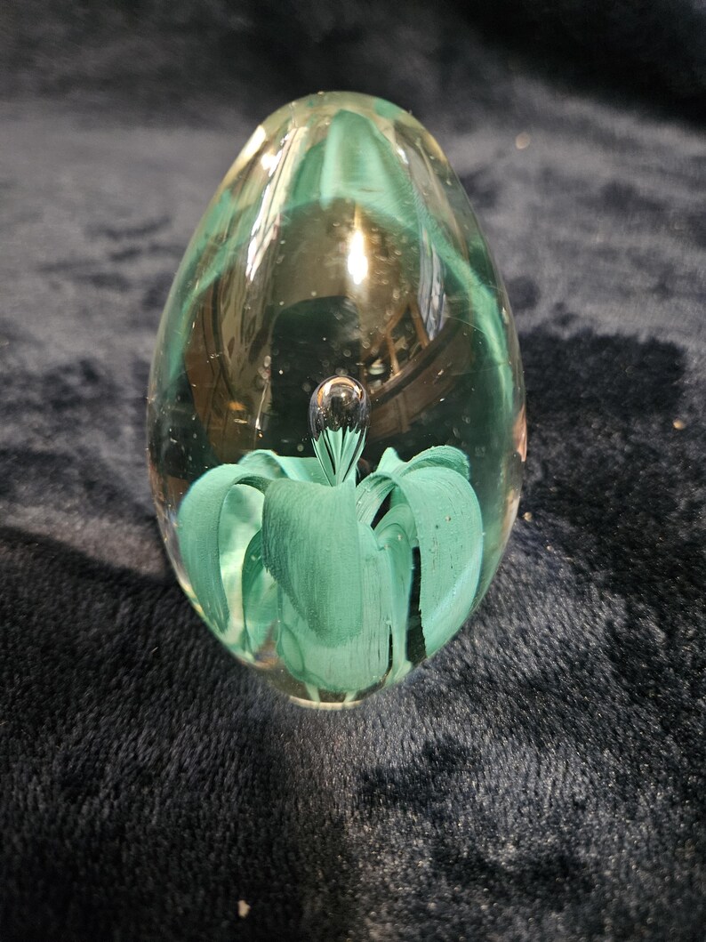 Teardrop Art Glass Paperweight With Blue Flower – 3.5" – Handcrafted ...