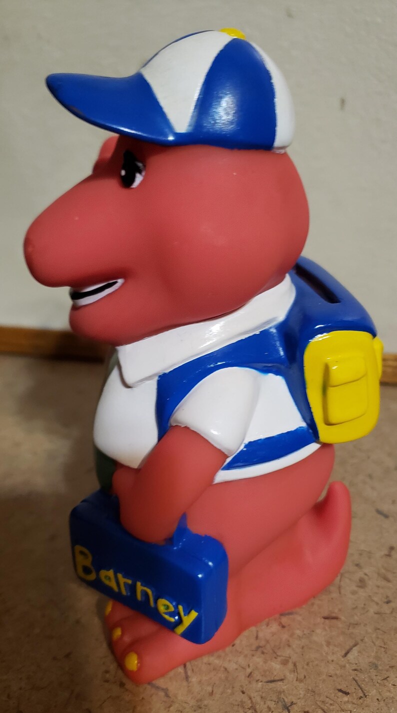 Vintage 1992 Lyons Group Barney Purple Dinosaur Coin Piggy Bank Back to ...