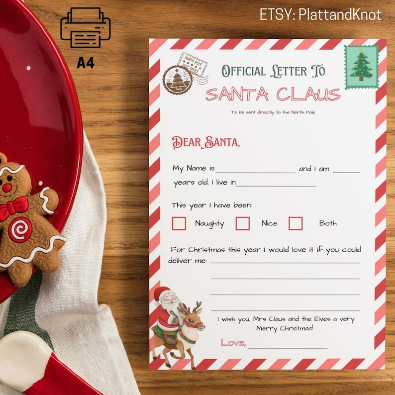 Printable Letter to Santa & Reply Bundle Dear Santa Wish List for Kids ...