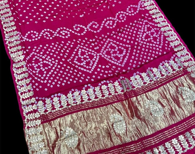 Gota Patti Gajji Silk Original Bandhani Saree,ek Dani Bandhani With ...
