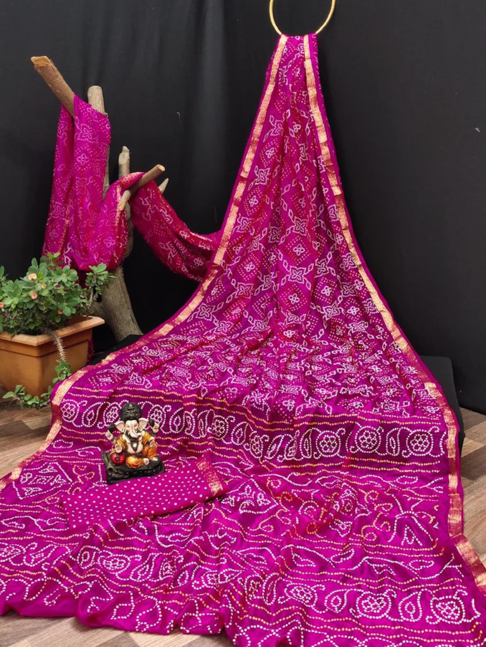 Women's Designer Soft Silk Bandhani Saree With Traditonal - Etsy India