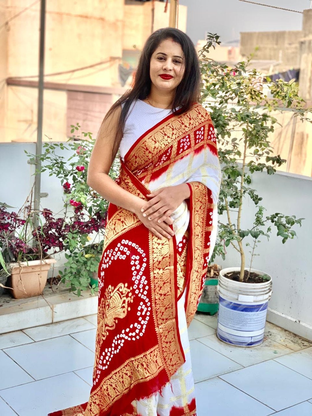 Hand Bandhej Special Heavy Chex Bandhani Gharchola Saree - Etsy