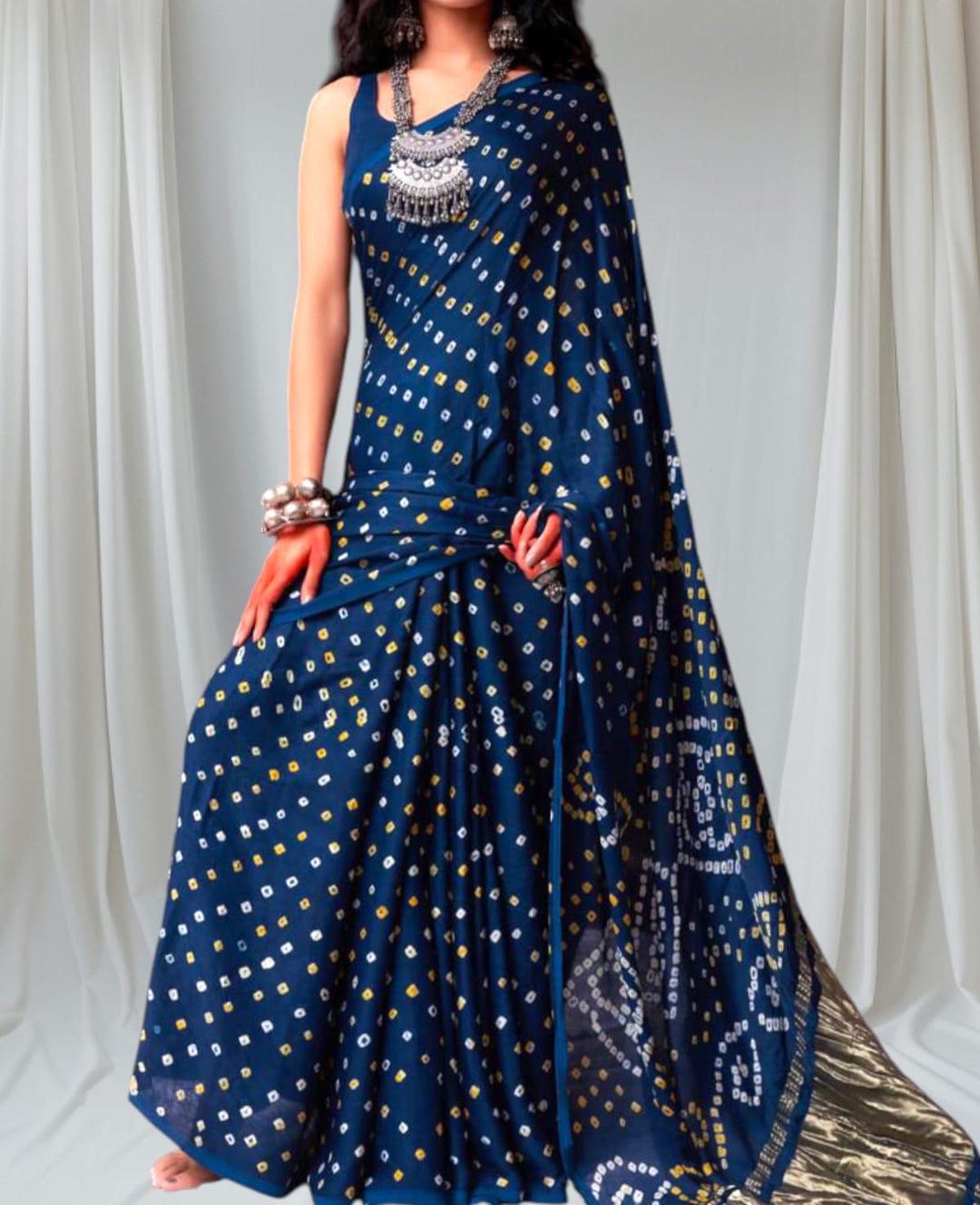 Pure Gaji Silk Bandhani Saree: Gujarati Wedding Sari, Hand-bandhej - Etsy