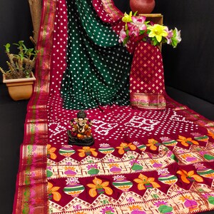 Bandhani Saree.handmade Handicraft Hand Bandhej Saree in India - Etsy