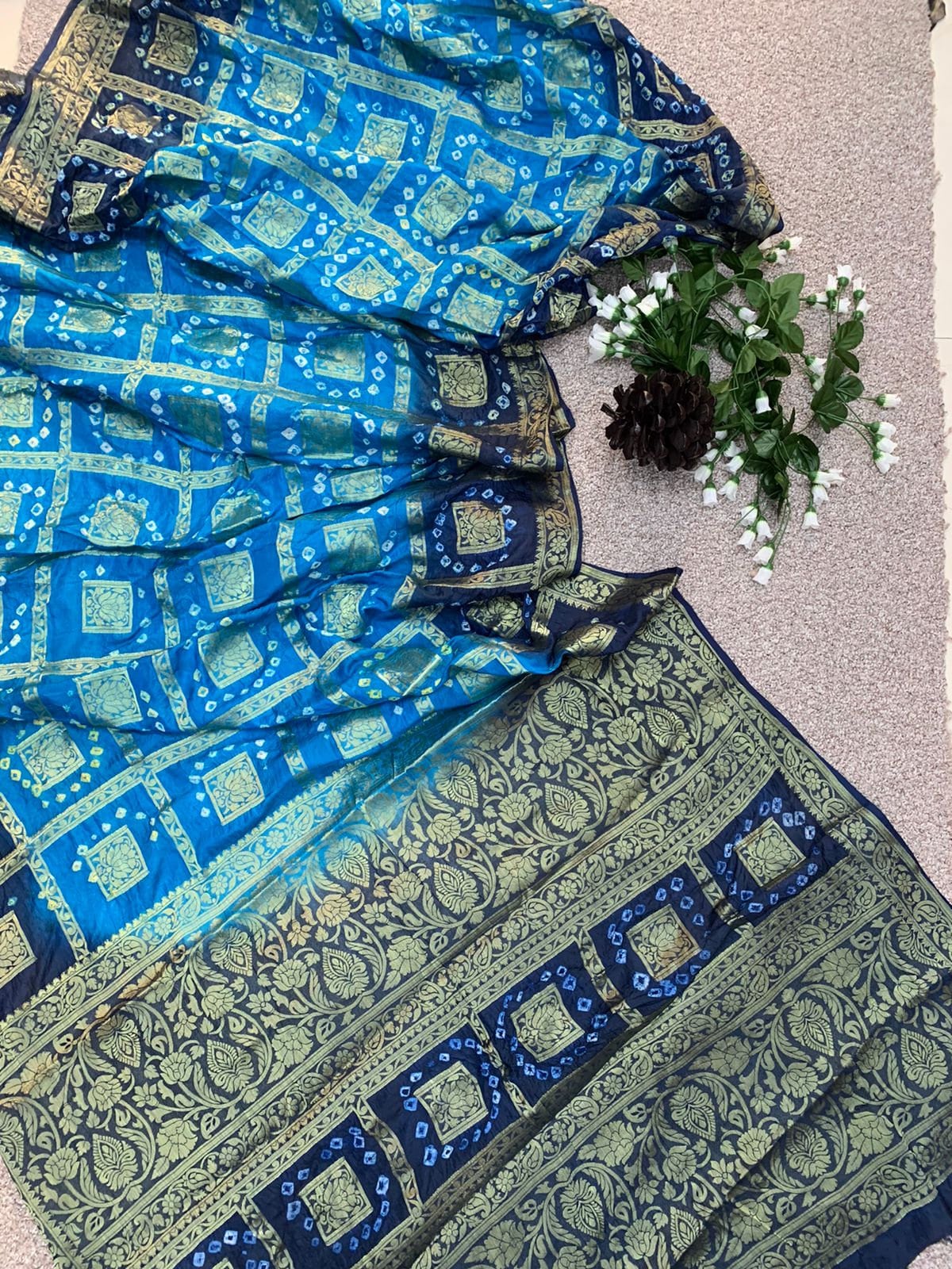 Handmade Handicraft Pure Bandhej Silk Saree,handcrafted Traditional ...