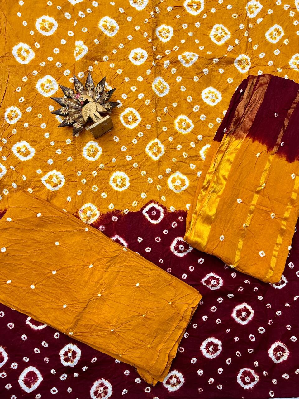 Tie Dye Bandhani Dress Material/cotton Handmade Handicraft Suit ...