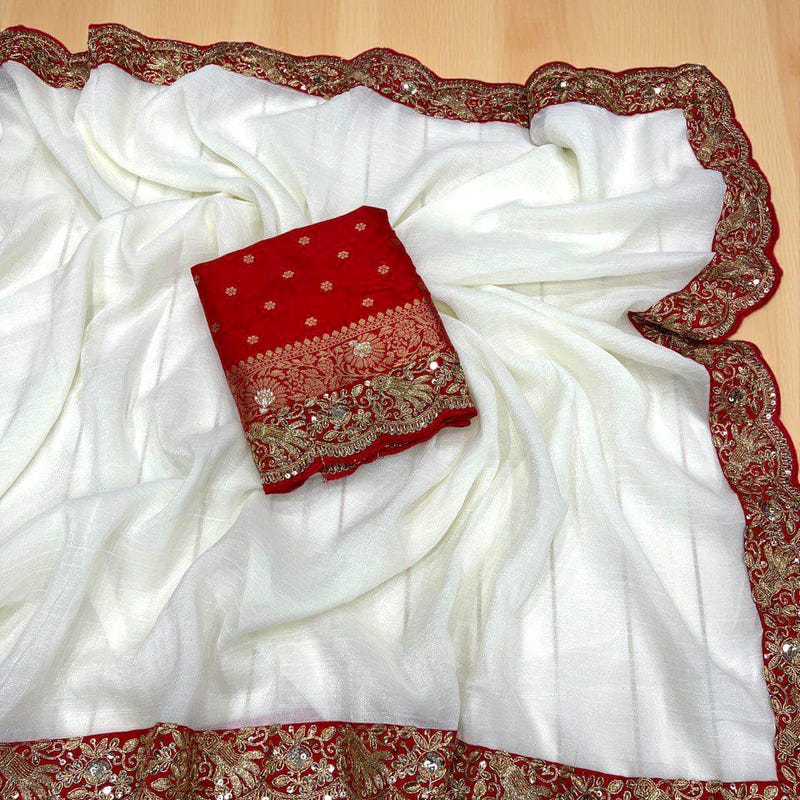 Heavy Red Border Saree - Etsy