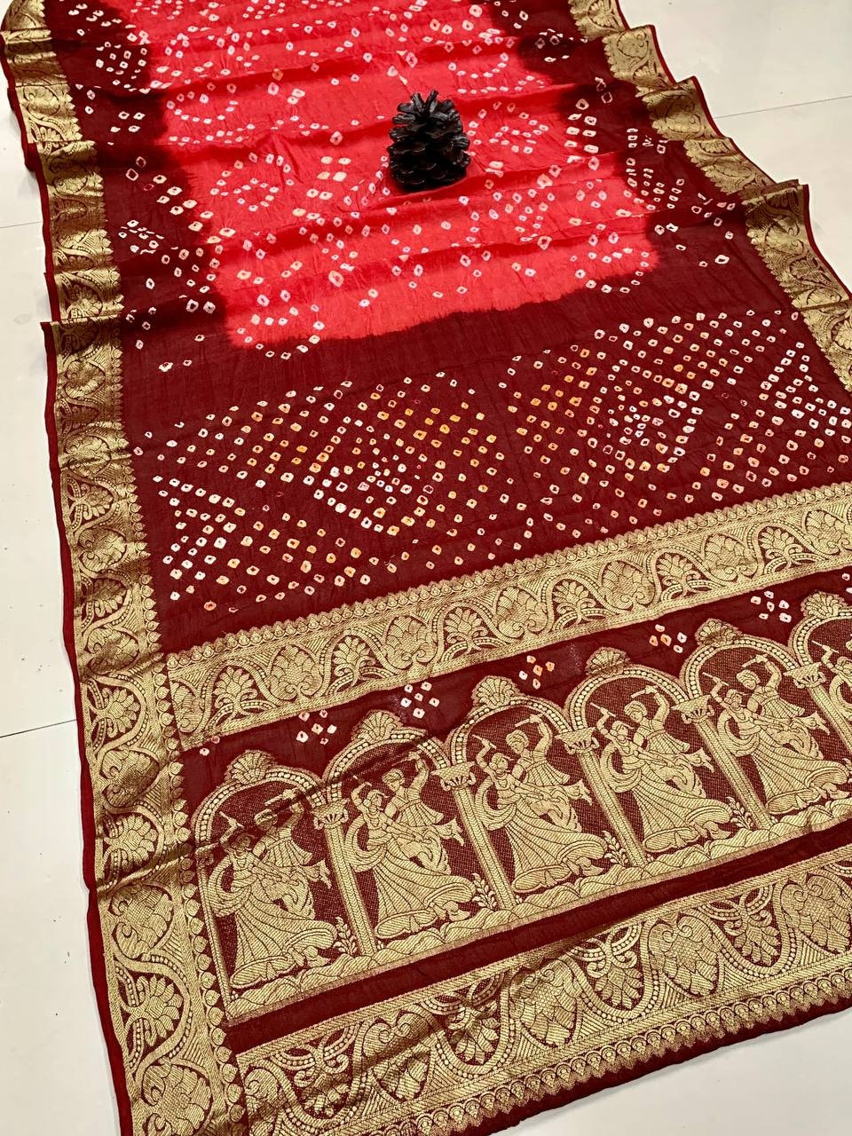Bandhani Sarees,handcrafted Traditional Bandhani Saree,bandhej / Chunri / Gaji Silk Bandhani ...
