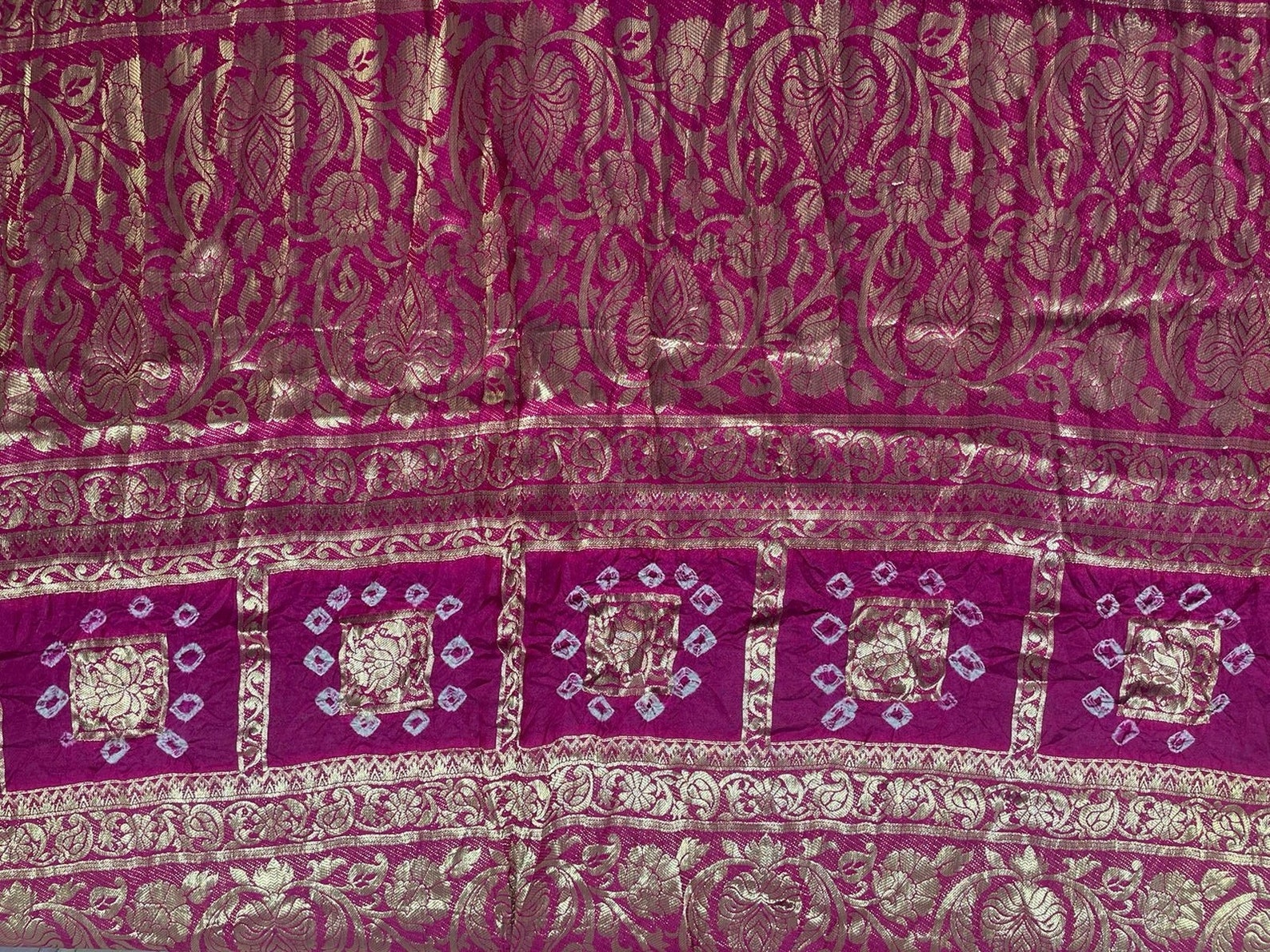 Handmade Handicraft Pure Bandhej Silk Saree,handcrafted Traditional ...
