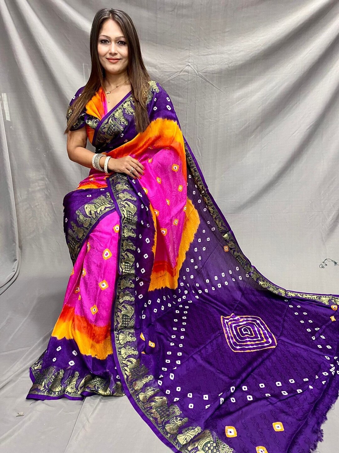 Bandhani Women's Sarees,jaipuri Bandhani Saree,bandhej / Chunri / Gaji ...