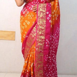 Handmade Handicraft Pure Bandhej Silk Saree,handcrafted Traditional ...