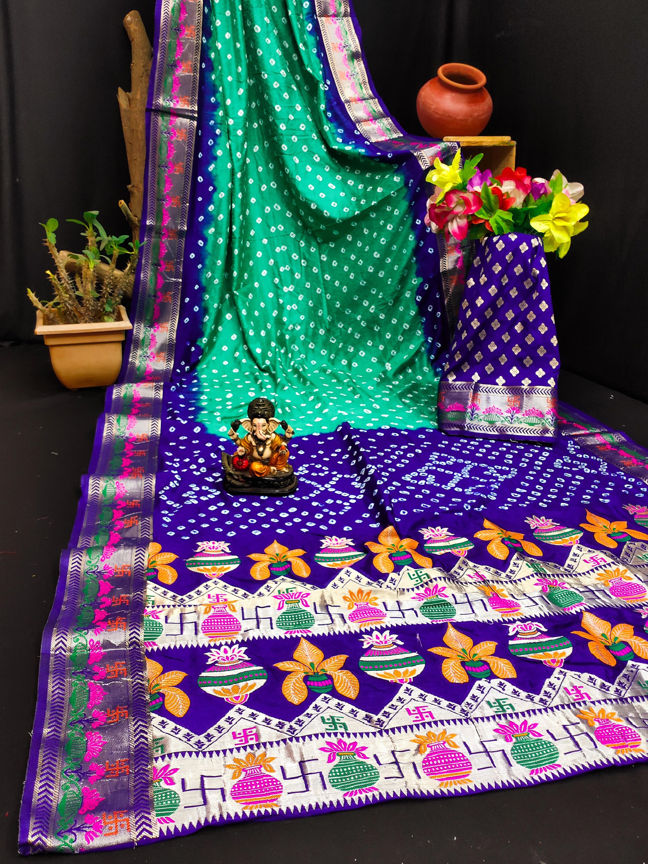 Bandhani Saree.handmade Handicraft Hand Bandhej Saree in India - Etsy
